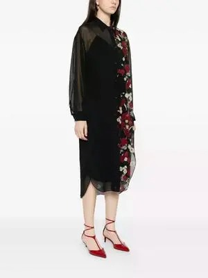 Khaite Floral-print Midi Shirt Dress - Black