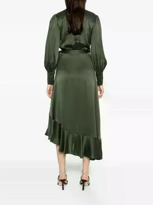 Zimmermann Ruffled Wrap-style Asymmetric Dress - Green