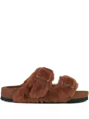 BIRKENSTOCK Arizona Shearling Buckle Sandals - Brown
