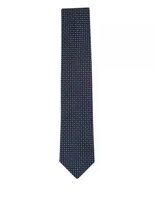 Eton Geometric-pattern Neck Tie - Black