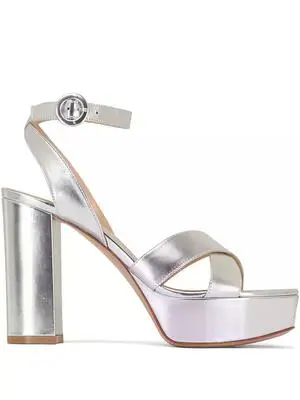 GIANVITO ROSSI Sabrina Platform Buckle Sandals - Silver