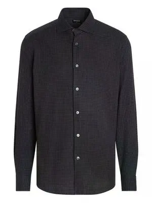 Zegna Check Point-collar Shirt