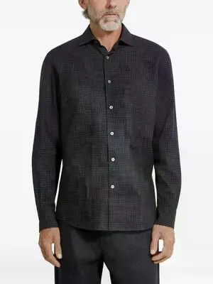 Zegna Check Point-collar Shirt
