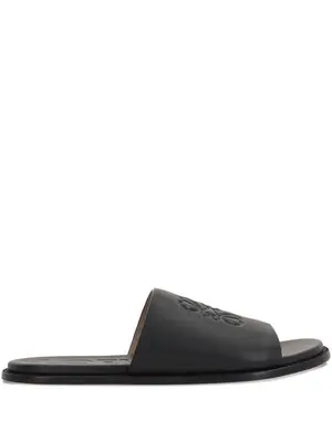 Loewe Flex Anagram Leather Slides - Black