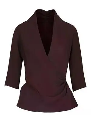 PETER COHEN V-neck Tie-detail Blouse - Brown