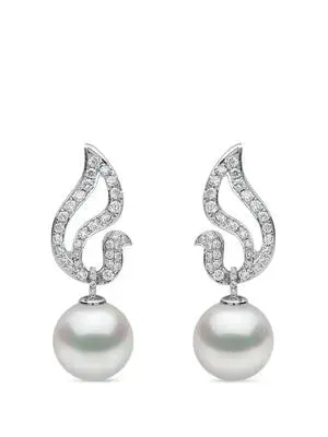 Yoko London 18k White Gold Diamond And Pearl Drop Earrings - Silver