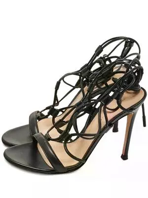 GIANVITO ROSSI Giza Leather Heeled Sandals - Black