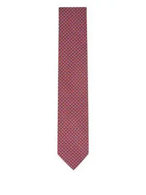 Eton Patterned Silk Tie - Orange