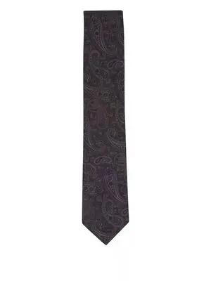 Canali Paisley-pattern Silk Tie - Brown
