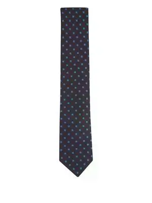 Canali Geometric-pattern Silk Tie - Grey