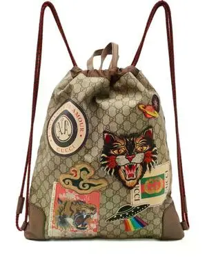 Gucci Gg Supreme Canvas Drawstring Backpack