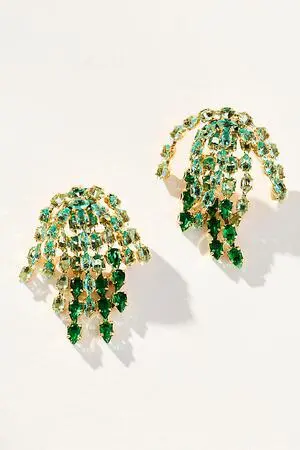 Anthropologie Crystal Fireworks Earrings - Green