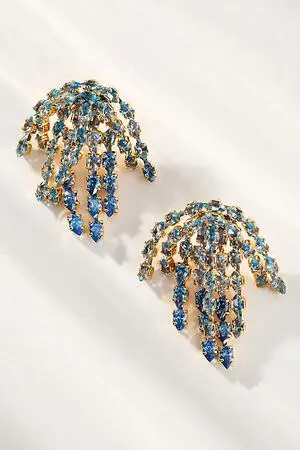 Anthropologie Crystal Fireworks Earrings - Light Blue