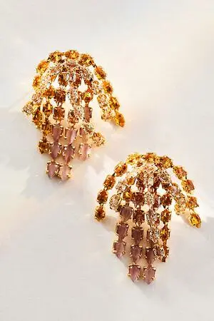 Anthropologie Crystal Fireworks Earrings - Yellow Pattern