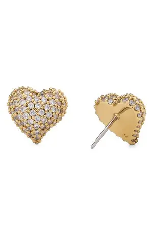 Kate Spade New York Cubic Zirconia Pavé Heart Stud Earrings - Clear/gold