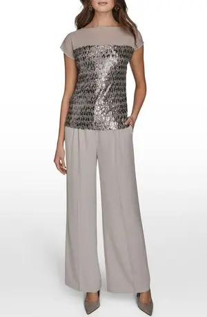 Donna Karan New York Mesh Sequin Top