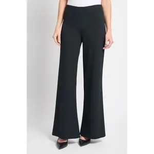 Ming Wang Stretch Deco Crepe Wide Leg Pants - Black