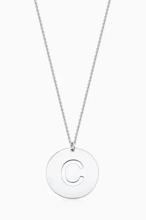 ORADINA Say My Name Initial Pendant Necklace - Letter C/ Silver
