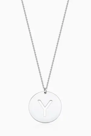 ORADINA Say My Name Initial Pendant Necklace - Letter Y/ Silver