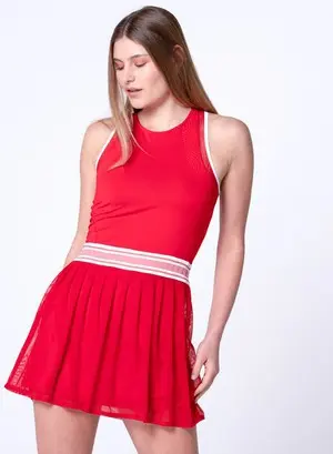 Lucky In Love Level Up Retro Statement Tennis Dress - Red