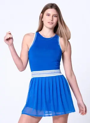 Lucky In Love Level Up Retro Statement Tennis Dress - Royal Blue