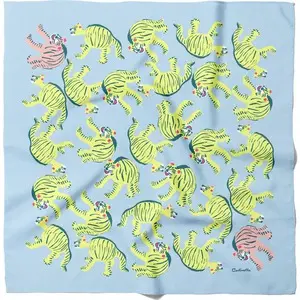 CENTINELLE Nodding Tigers Cotton Silk Bandana - Blue