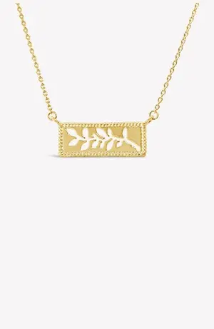 RIZEN JEWELRY Olive Branch Medallion Necklace - 18k Gold Plated