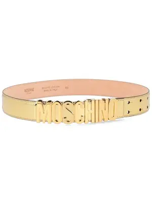 Moschino Belt With Logo - Gold