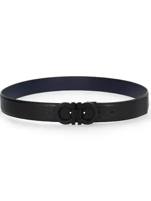 FERRAGAMO Reversible "hooks" Belt - Black