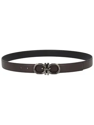 FERRAGAMO Hooks Belt - Dark Brown