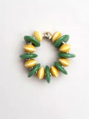 BY LILLA Samba Capsule Bracelet Hair Tie - Green And Yellow