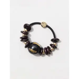 BY LILLA Limo Capsule Bracelet Hairtie - Black And Gold