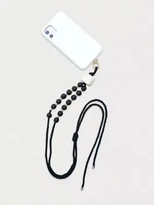 BY LILLA Jazz Crossbody Phone Strap - Black And Pearl