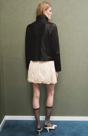 Mango Stand Collar Leather Jacket
