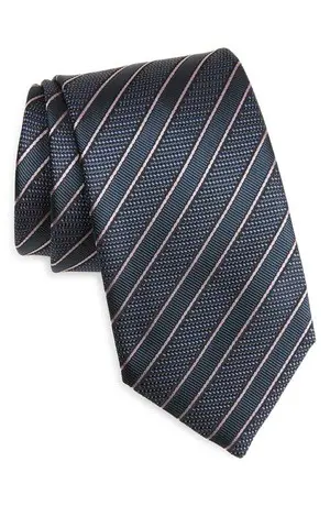 Brioni Stripe Jacquard Silk Tie - Midnight Blue/old Ro