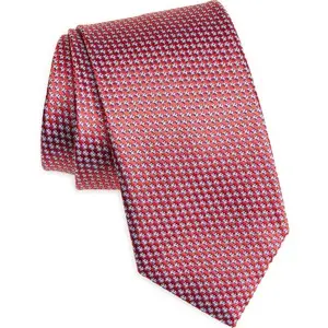 Brioni Geometric Jacquard Silk Tie - Flame/lead