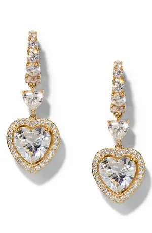 Nadri Le Bisou Halo Heart Drop Earrings - Gold