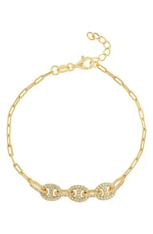 ATHRA LUXE Cubic Zirconia Mariner Link Bracelet - Gold