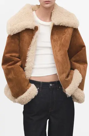 Mango Adriana Faux Shearling Jacket - Brown