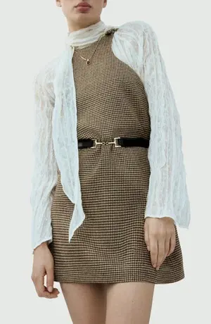 Mango Gina Knot-detail Houndstooth Microcheck Dress