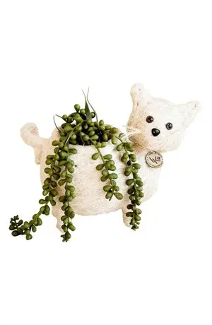 LIKHA Baby Cat Handwoven Planter - White
