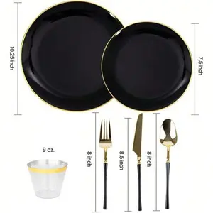 ELAMA Disposable Plastic Dinnerware Party Set