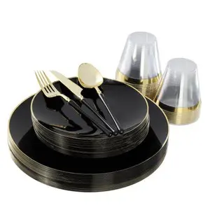 ELAMA Disposable Plastic Dinnerware Party Set