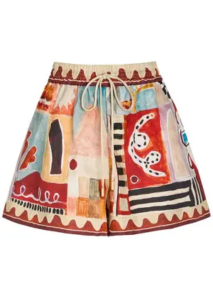 ALEMAIS Printed Linen Shorts