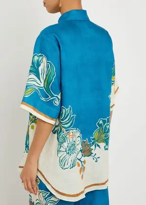 ALEMAIS Alémais Printed Linen Shirt - Blue
