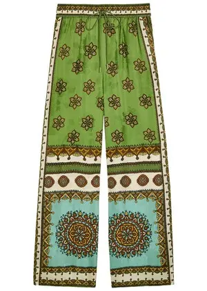 ALEMAIS ALEMAIS Printed Wide-Leg Satin Trousers Multicoloured