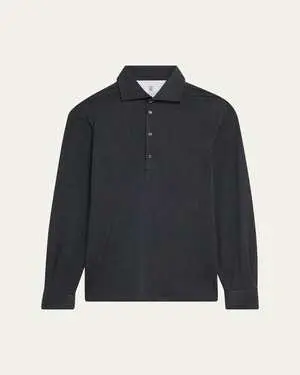 Brunello Cucinelli Cotton Long-sleeve Polo Shirt - Anthracite