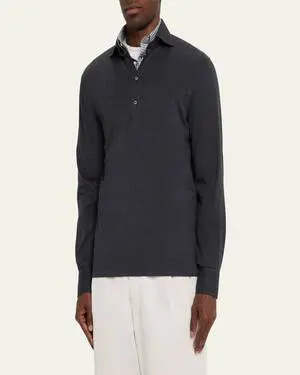 Brunello Cucinelli Cotton Long-sleeve Polo Shirt - Anthracite