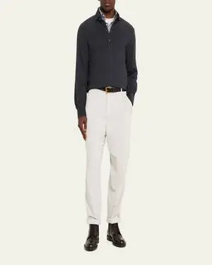 Brunello Cucinelli Cotton Long-sleeve Polo Shirt - Anthracite