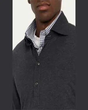 Brunello Cucinelli Cotton Long-sleeve Polo Shirt - Anthracite